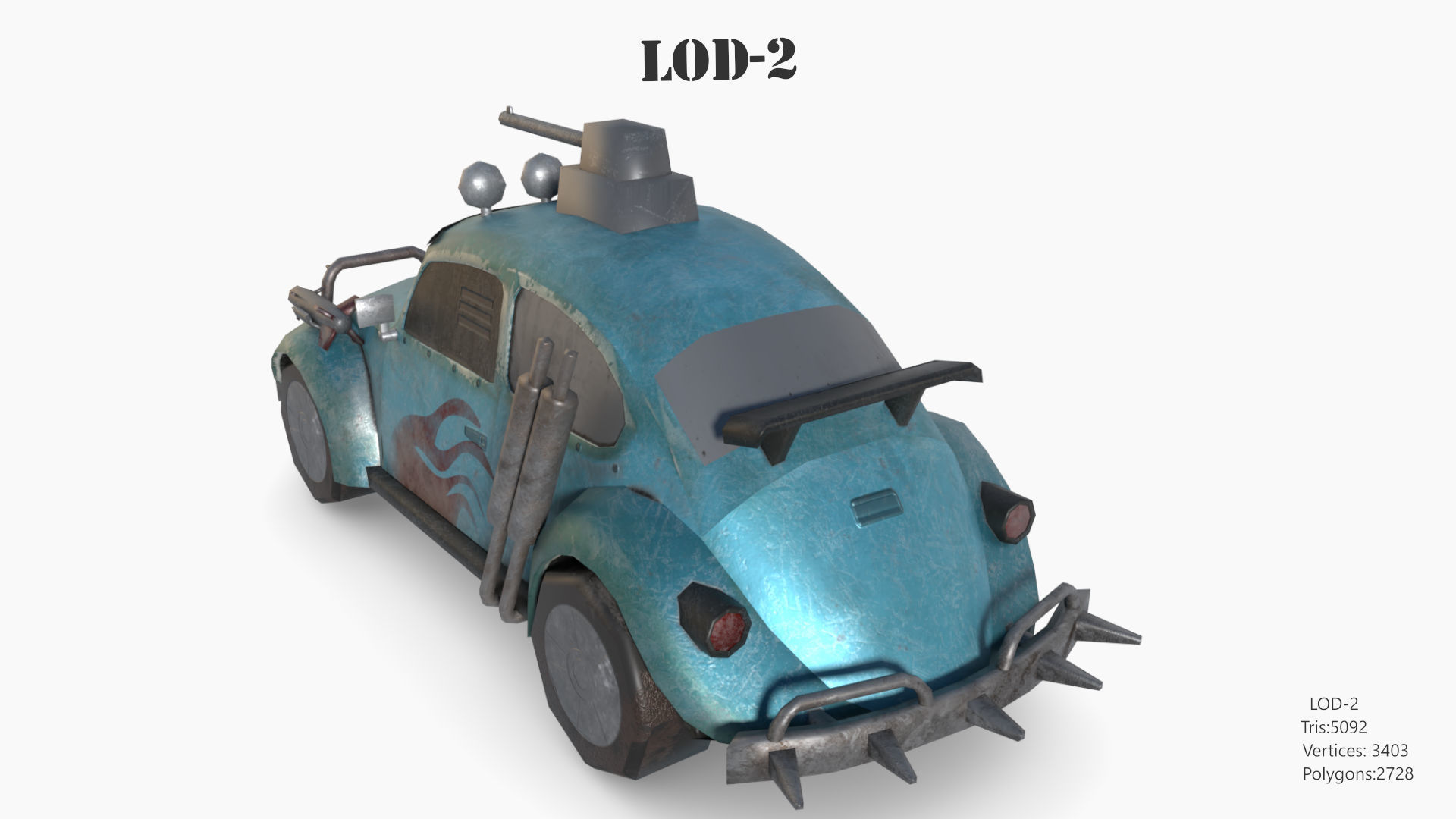 3D model Post Apocalyptic Volkswagen Beetle Low-poly War Car Game Asset ...