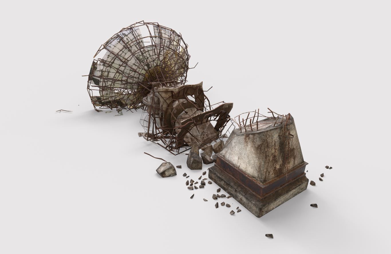 Destroyed Radar-Satellite Dish 3D model | CGTrader