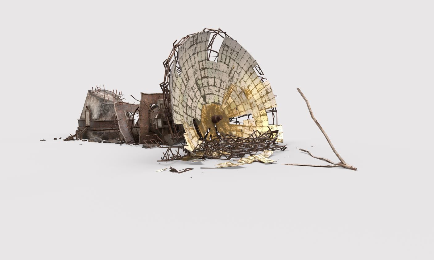 Destroyed Radar-Satellite Dish 3D model | CGTrader