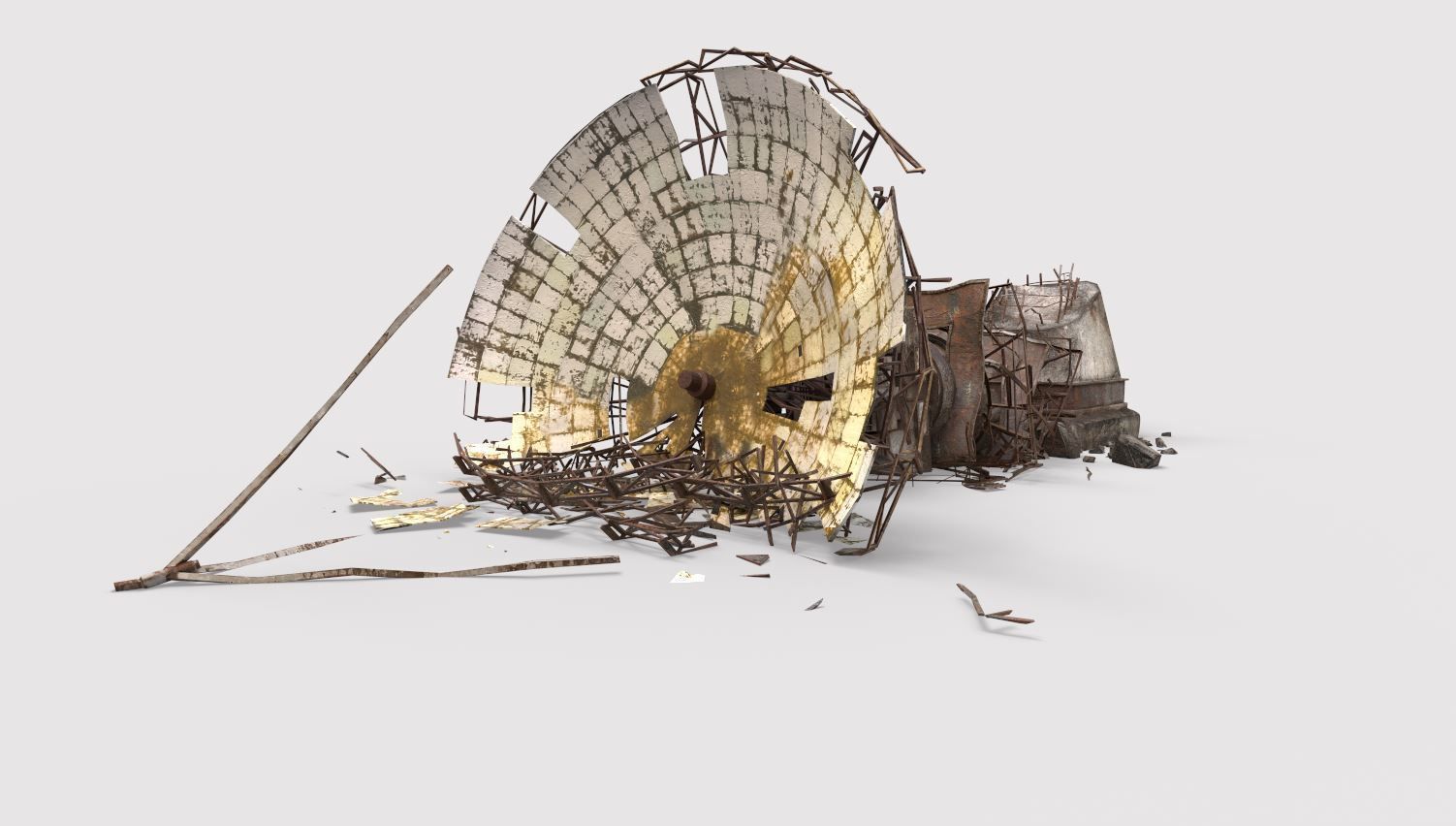 Destroyed Radar-Satellite Dish 3D model | CGTrader