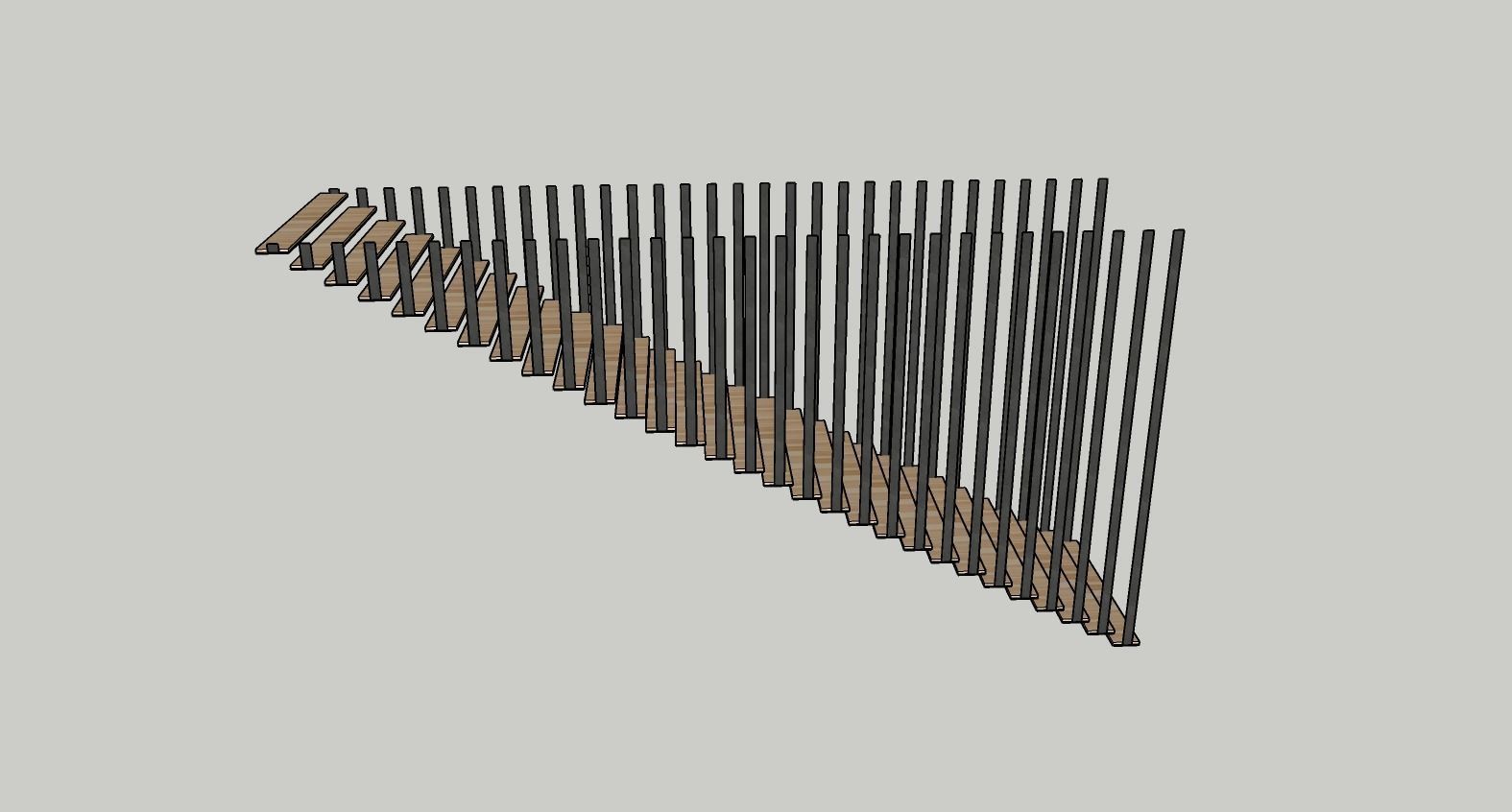 3D model Stair01 triangle made of metal and wood VR / AR / low-poly ...