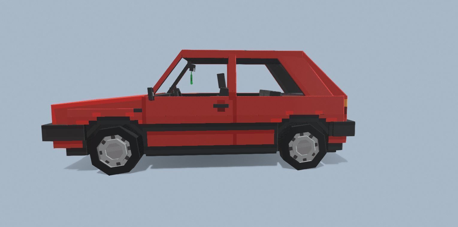 3D model Volkswagen Golf Mk2 - Minecraft Car VR / AR / low-poly | CGTrader