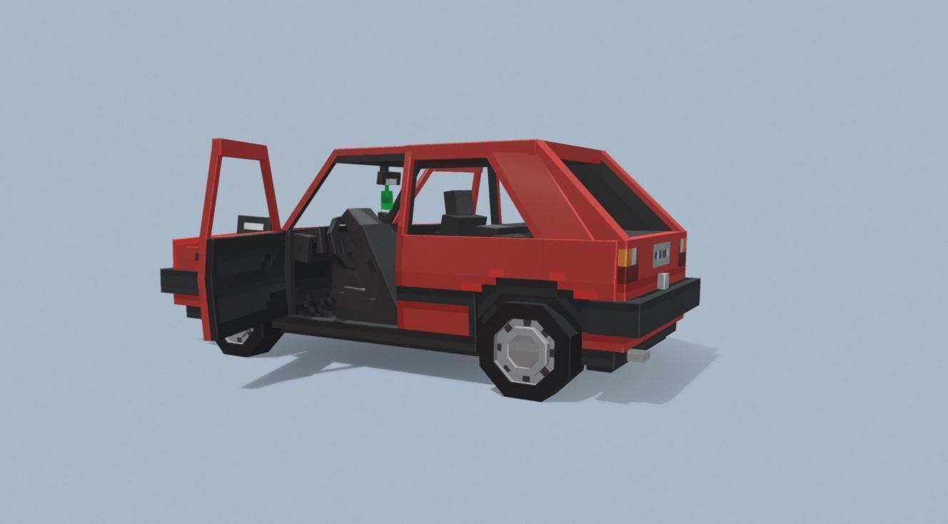3D model Volkswagen Golf Mk2 - Minecraft Car VR / AR / low-poly | CGTrader