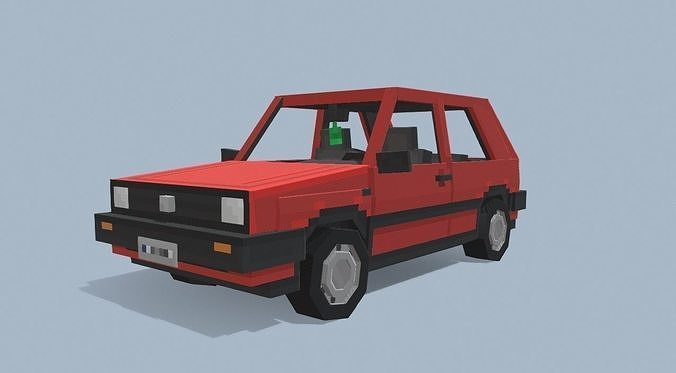 3D model Volkswagen Golf Mk2 - Minecraft Car VR / AR / low-poly | CGTrader