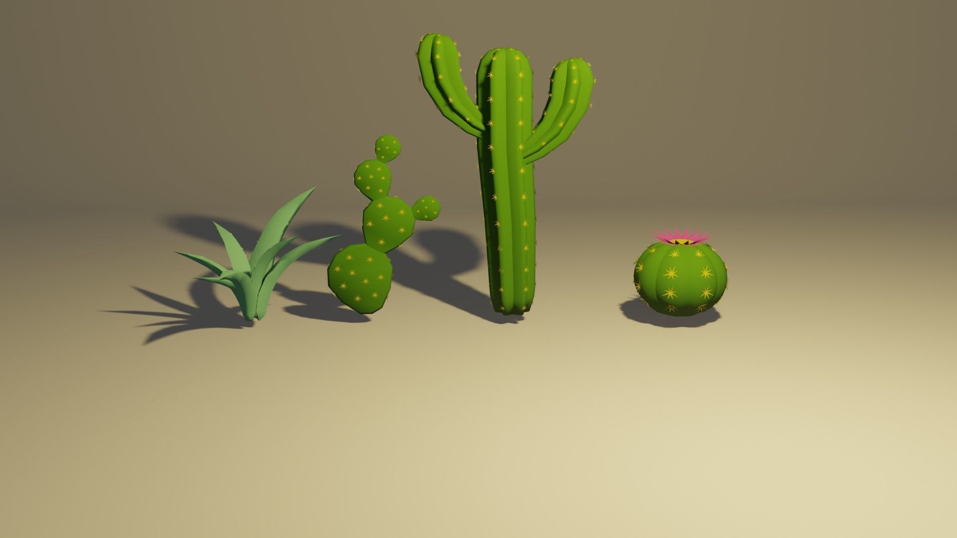 3D model Low-poly stylized cacti set Low-poly 3D model game VR / AR ...