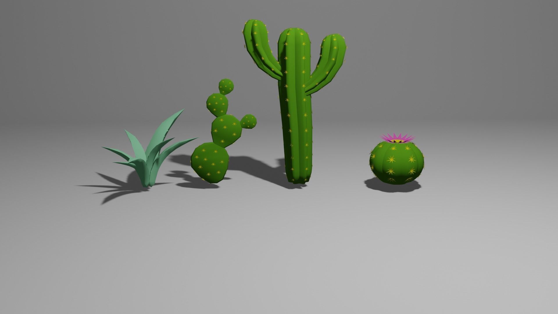 3D model Low-poly stylized cacti set Low-poly 3D model game VR / AR ...
