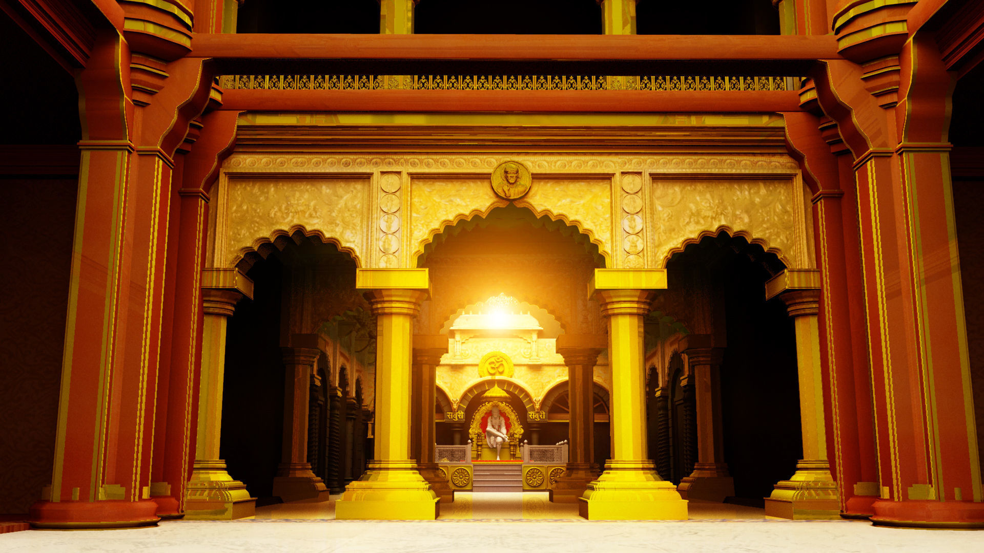 sai baba temple interior 3D model | CGTrader