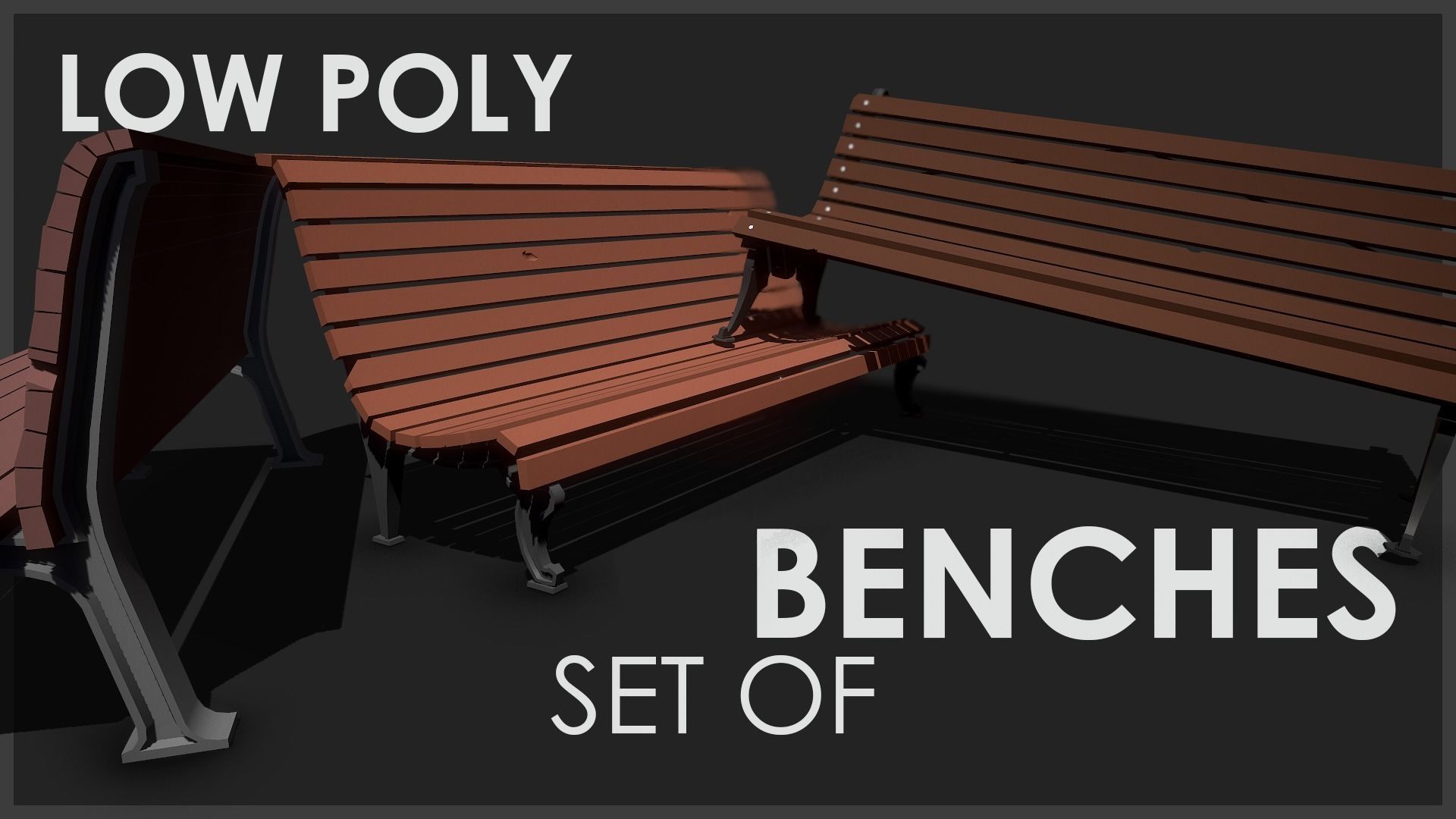 3D model Benches Low Poly Set VR / AR / low-poly | CGTrader