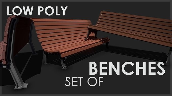3D model Benches Low Poly Set VR / AR / low-poly | CGTrader