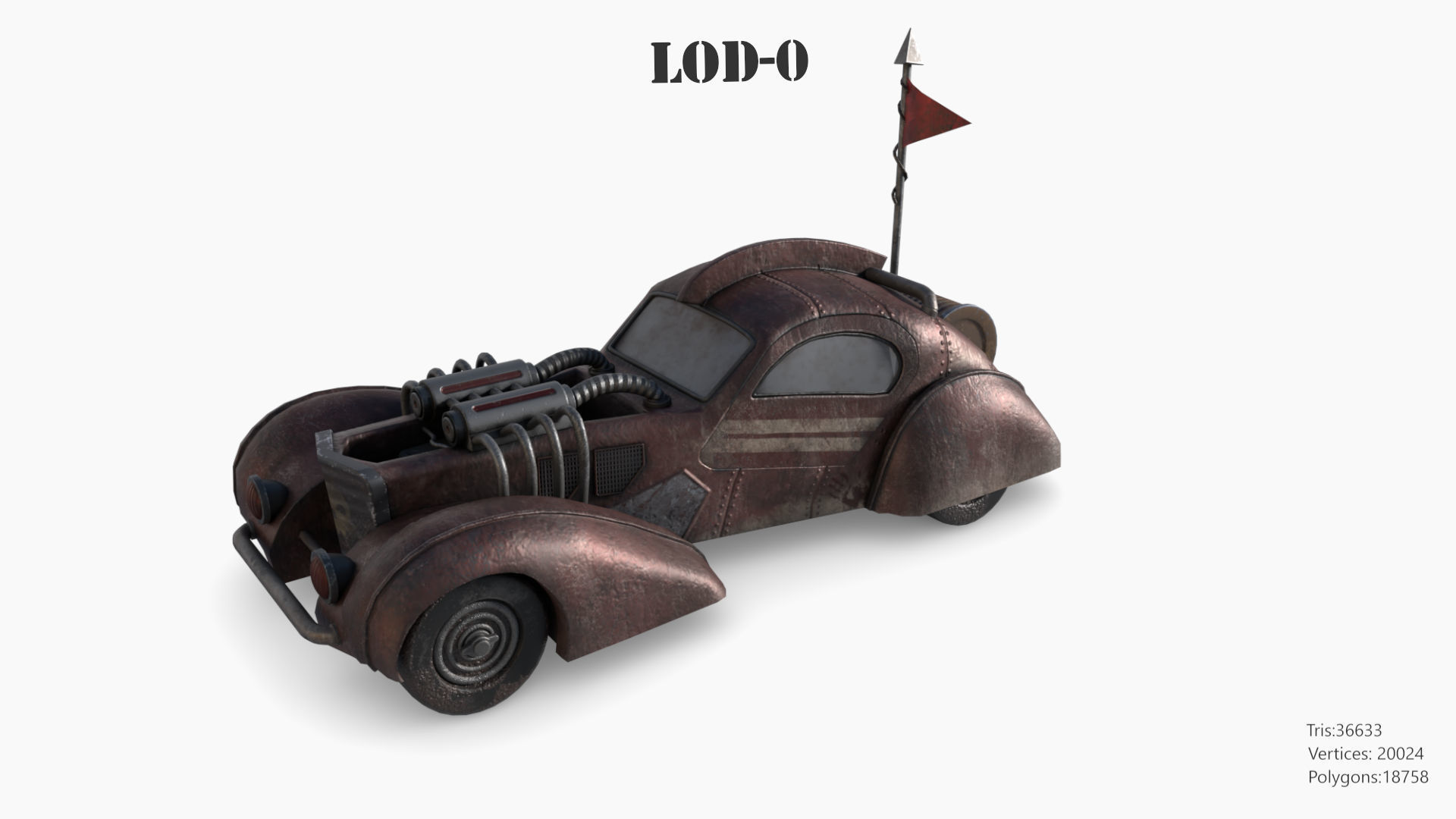 3D model Post Apocalyptic Bugatti Low-poly War Car Game Asset VR / AR ...