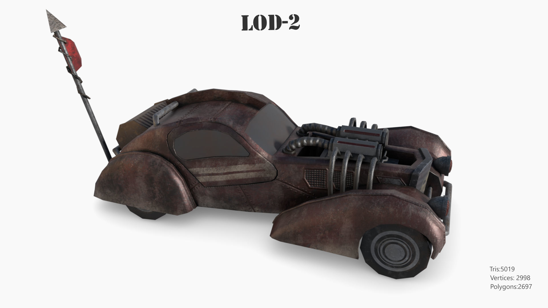 3D model Post Apocalyptic Bugatti Low-poly War Car Game Asset VR / AR ...