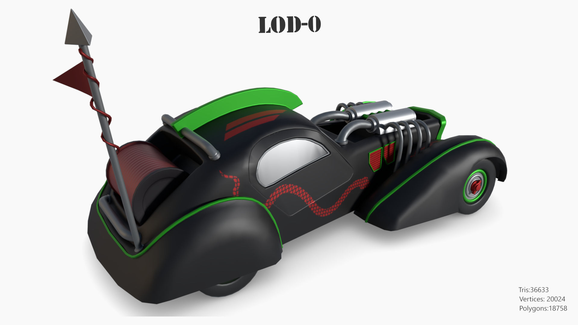 3D model Post Apocalyptic Bugatti Low-poly War Car Game Asset VR / AR ...