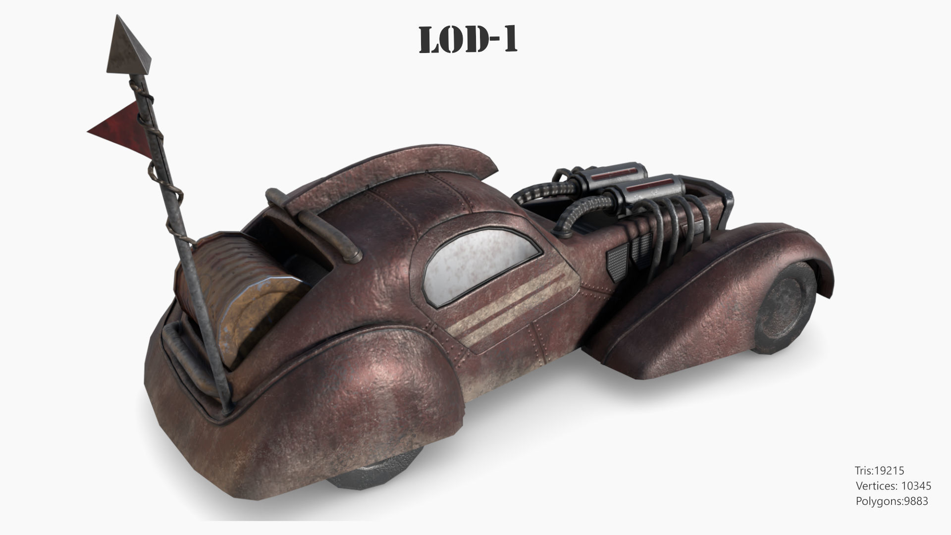 3D model Post Apocalyptic Bugatti Low-poly War Car Game Asset VR / AR ...