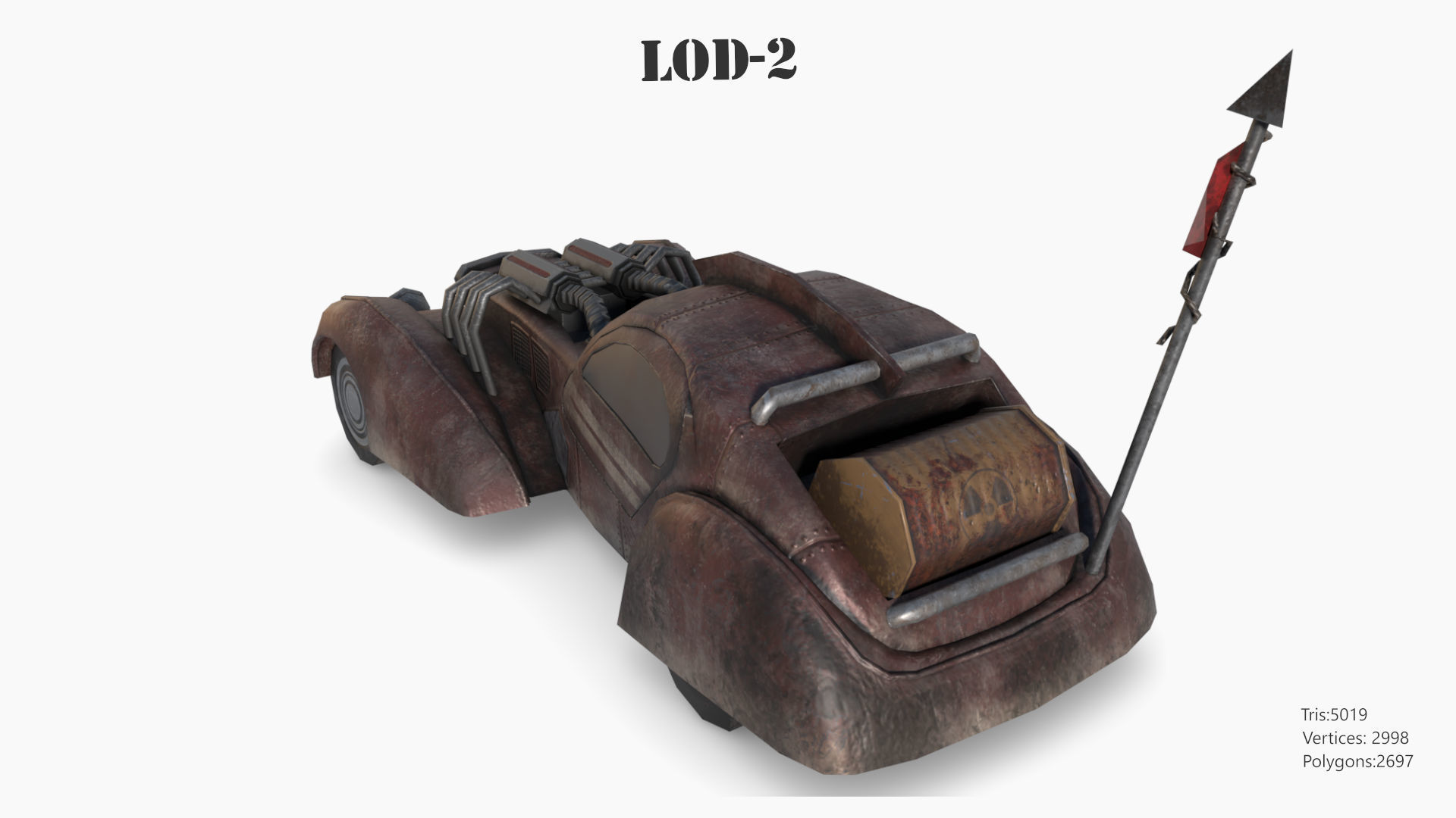 3D model Post Apocalyptic Bugatti Low-poly War Car Game Asset VR / AR ...