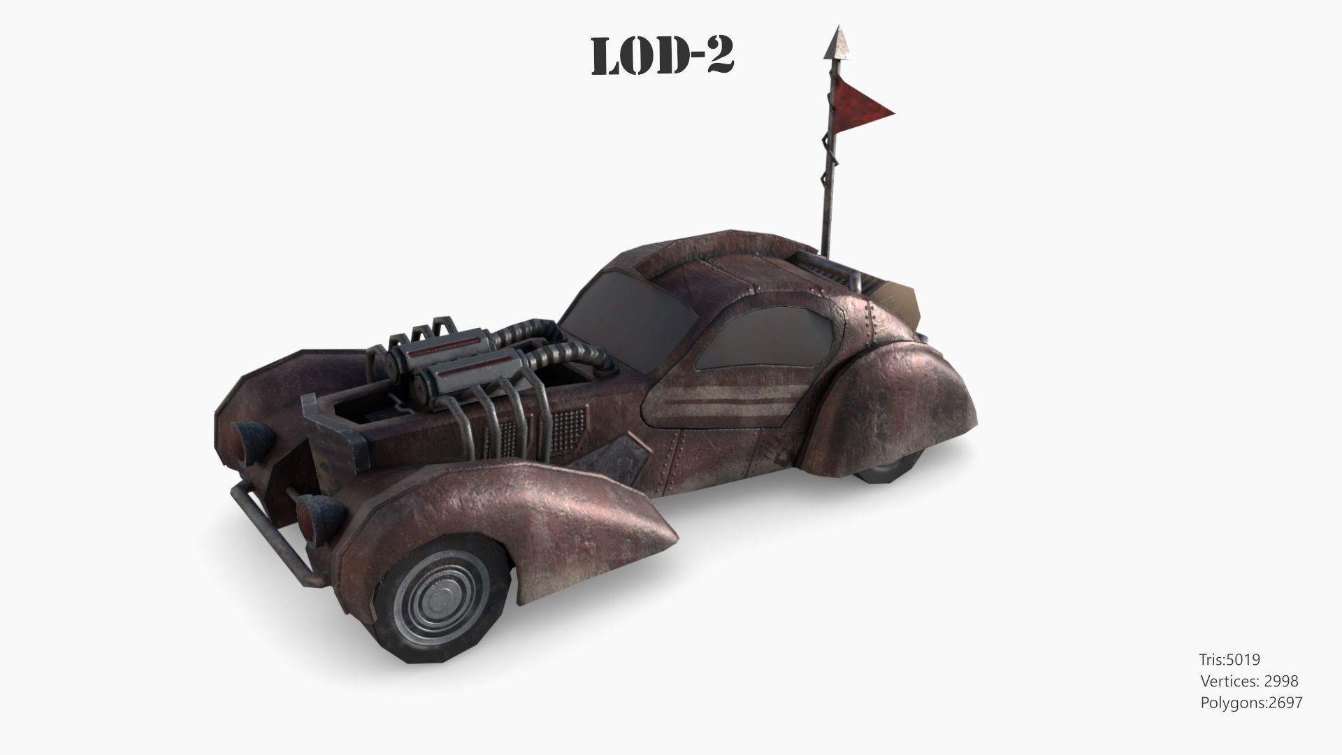 3D model Post Apocalyptic Bugatti Low-poly War Car Game Asset VR / AR ...