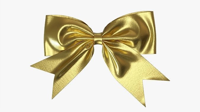 Small ribbon decoration gold metallic 3D model | CGTrader