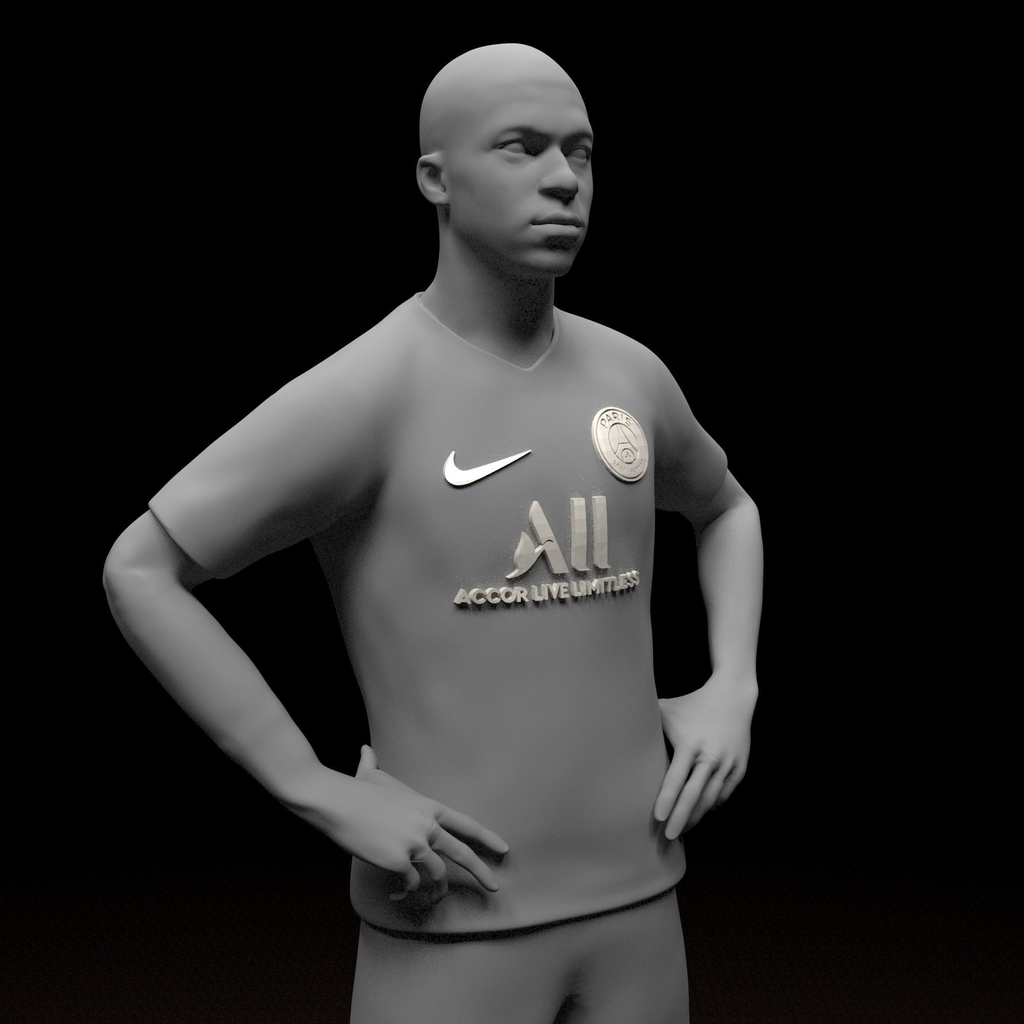 Kylian Mbappe footbaler stl file 3d model 3D model 3D printable | CGTrader