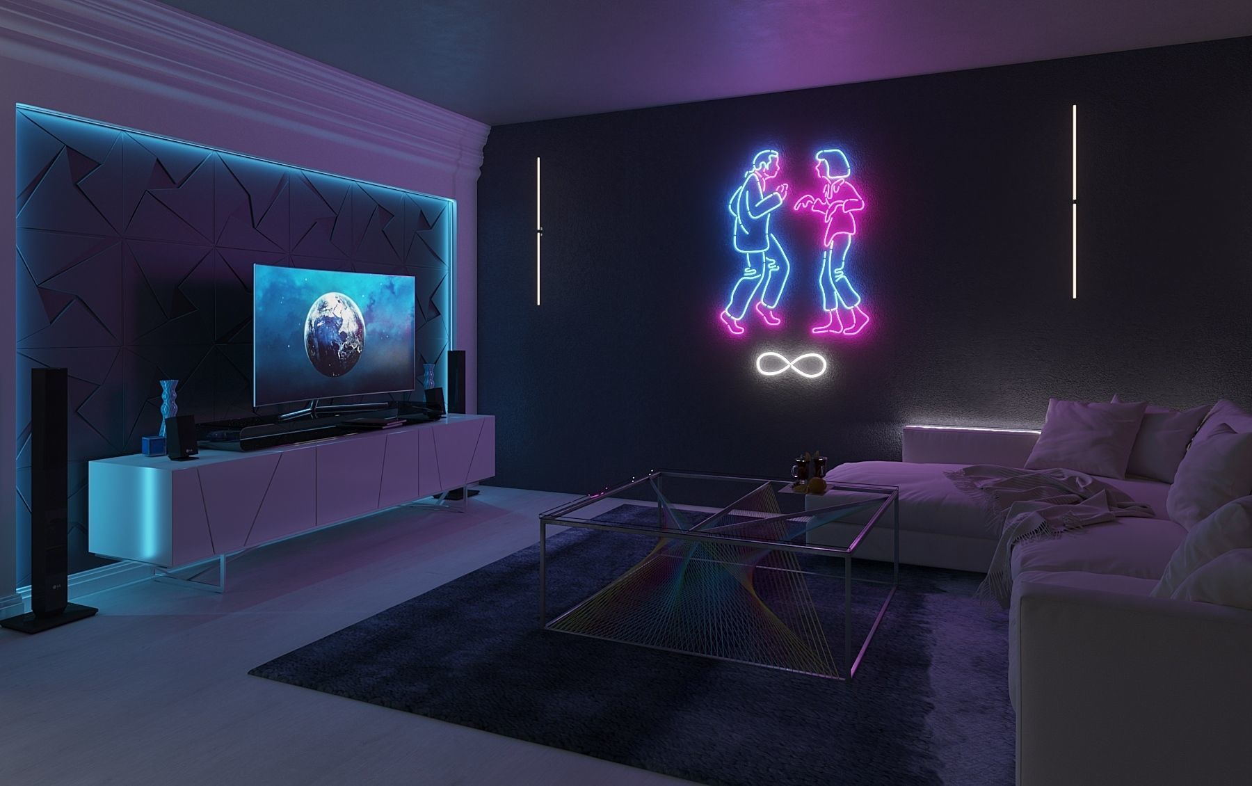 Neon Gamer s Room 3D model | CGTrader