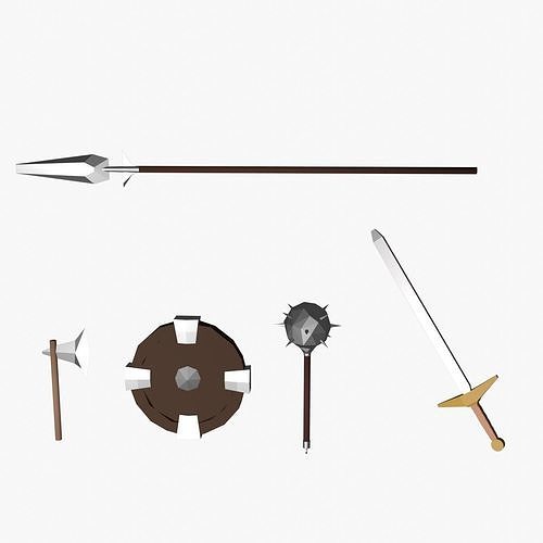 3D model Low Poly melee weapon pack VR / AR / low-poly | CGTrader