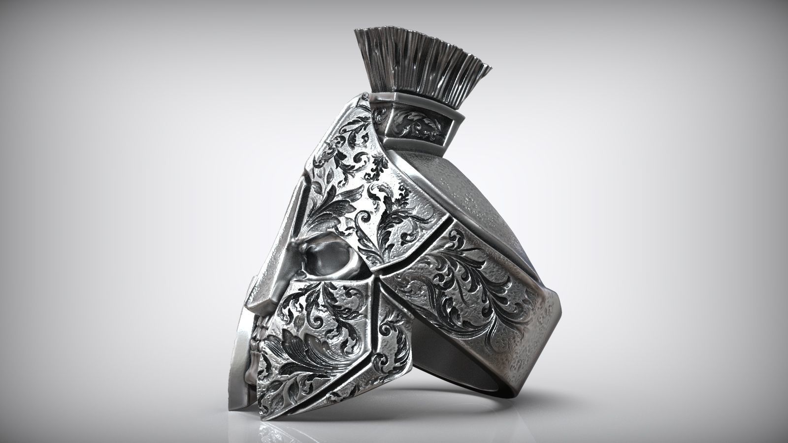 Spartan Helmet Greek Skull Pattern Ring 3D model 3D printable | CGTrader