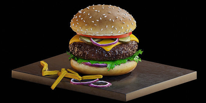 Stylized Burger 3D model | CGTrader