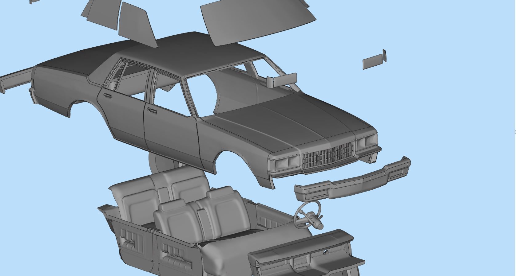 STL printable RC car Chevrolet Caprice Classic scale 3D model 3D model ...