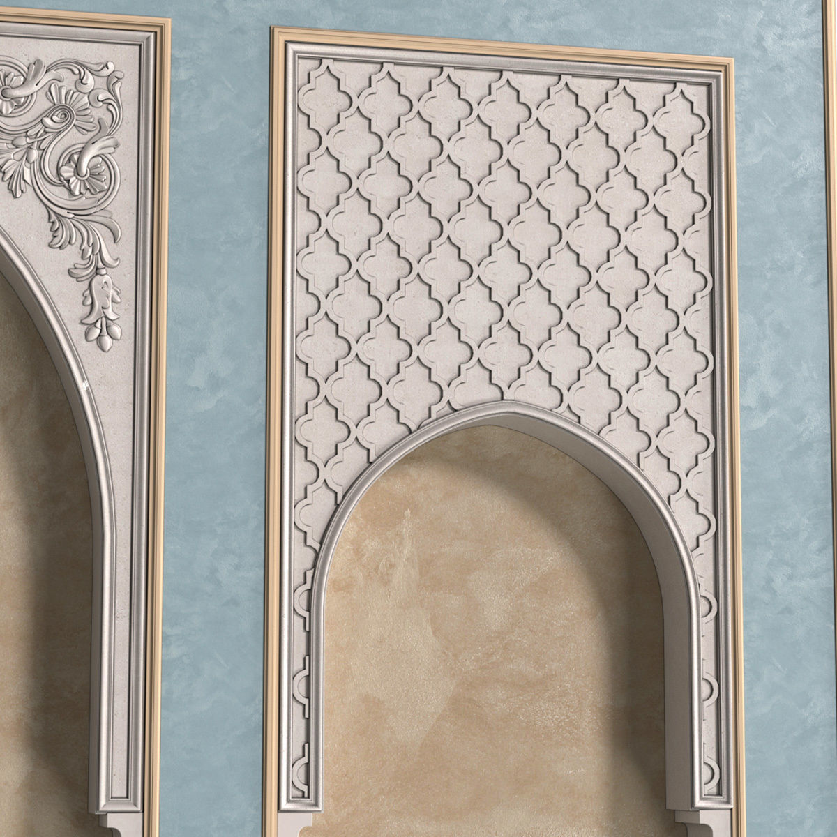 Oriental style arch Arabic wall Oriental Wall paneling 3D model | CGTrader