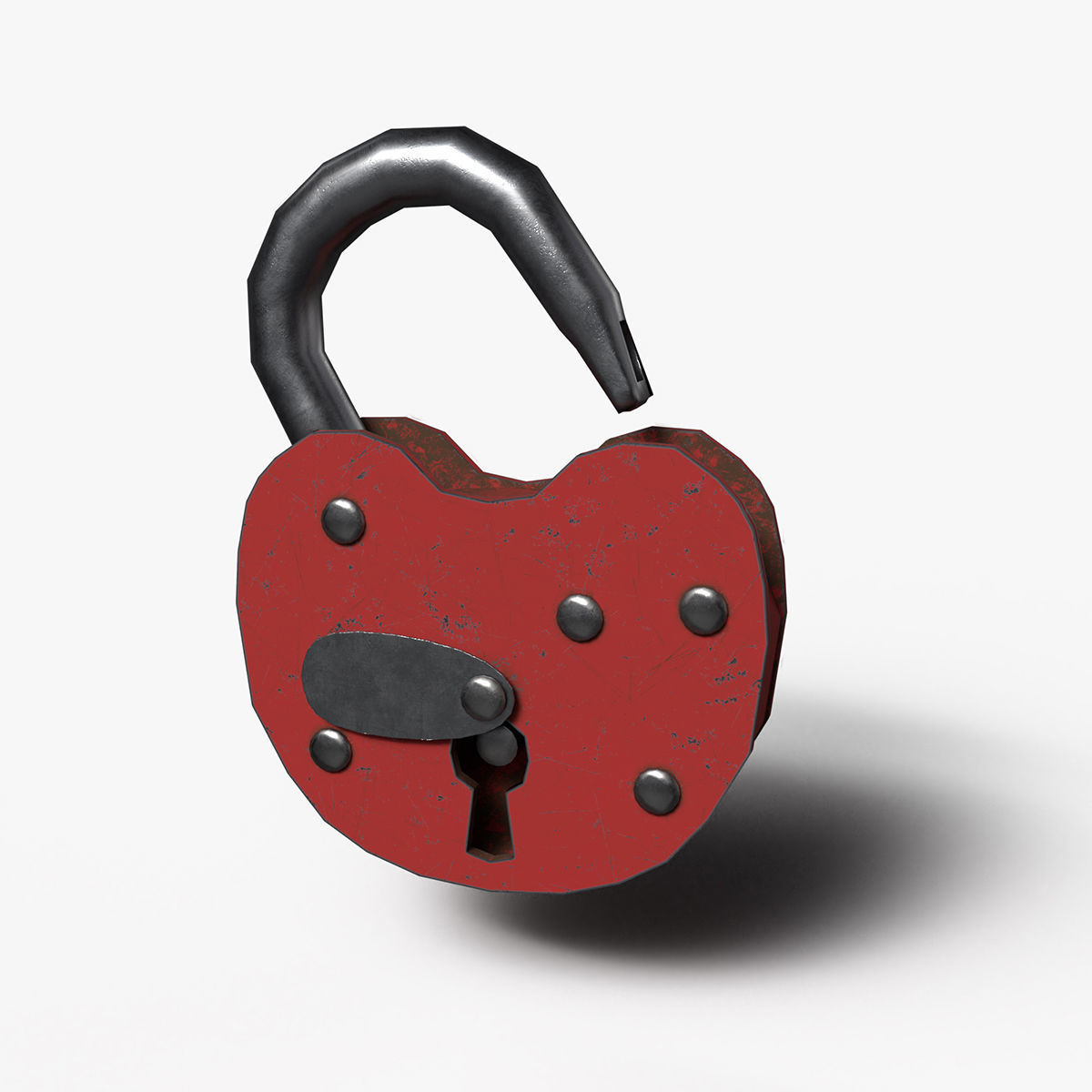 3D model Padlock Low Poly with Loop Rivets Keyhole and Cap VR / AR ...