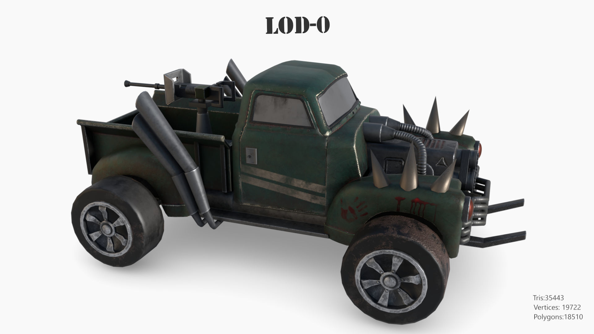 3D model Post Apocalyptic Chevrolet Picap Low-poly War Car Game Asset ...