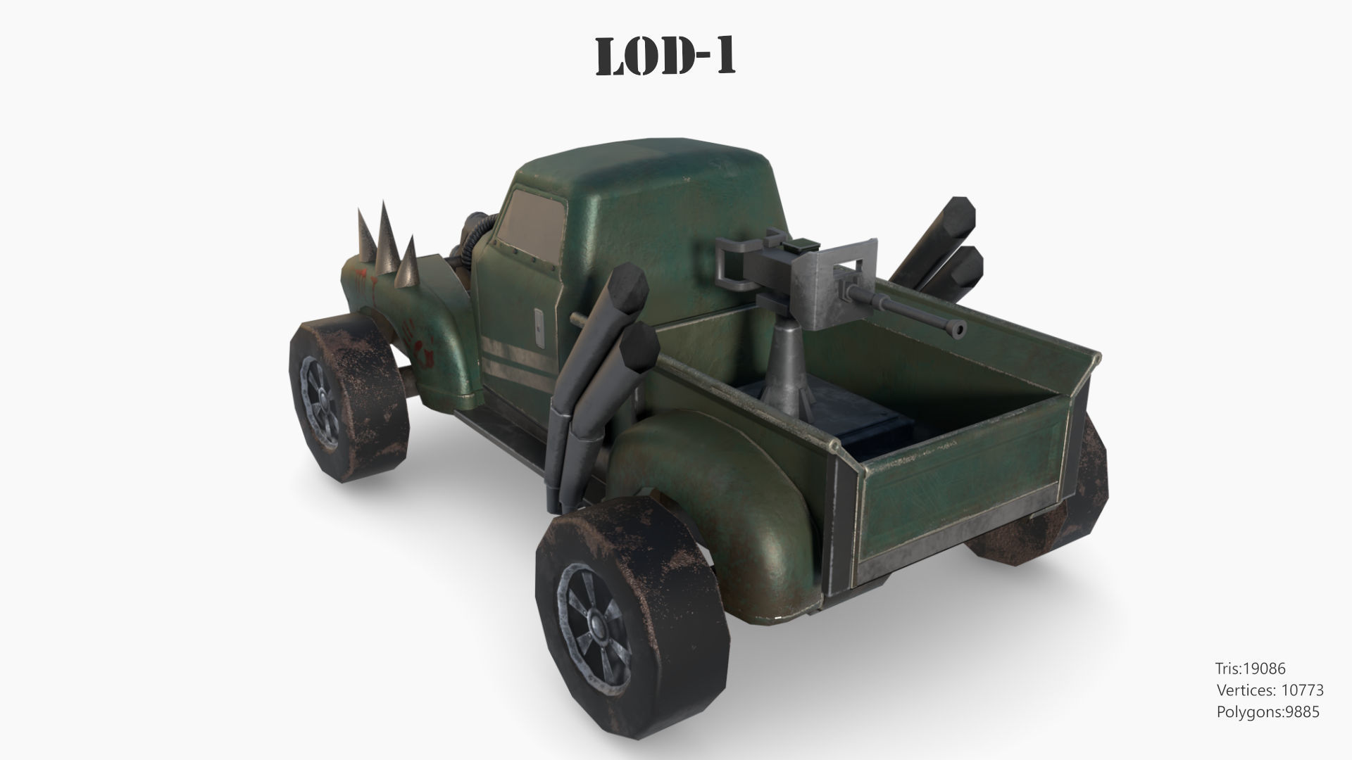3D model Post Apocalyptic Chevrolet Picap Low-poly War Car Game Asset ...