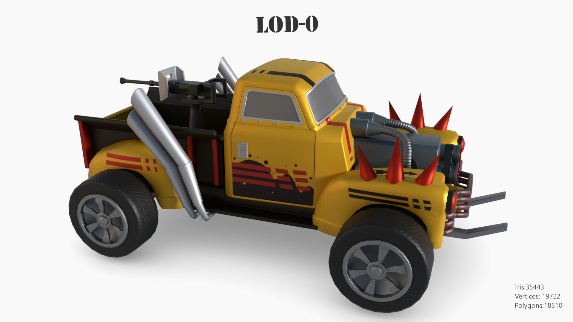 3D model Post Apocalyptic Chevrolet Picap Low-poly War Car Game Asset ...