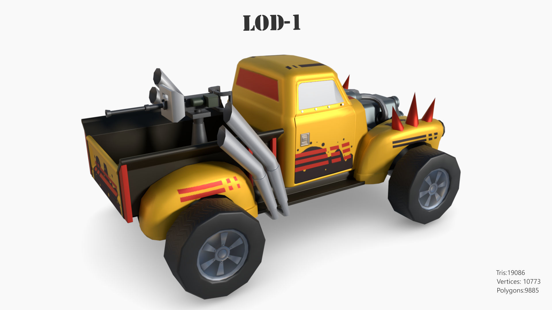 3D model Post Apocalyptic Chevrolet Picap Low-poly War Car Game Asset ...
