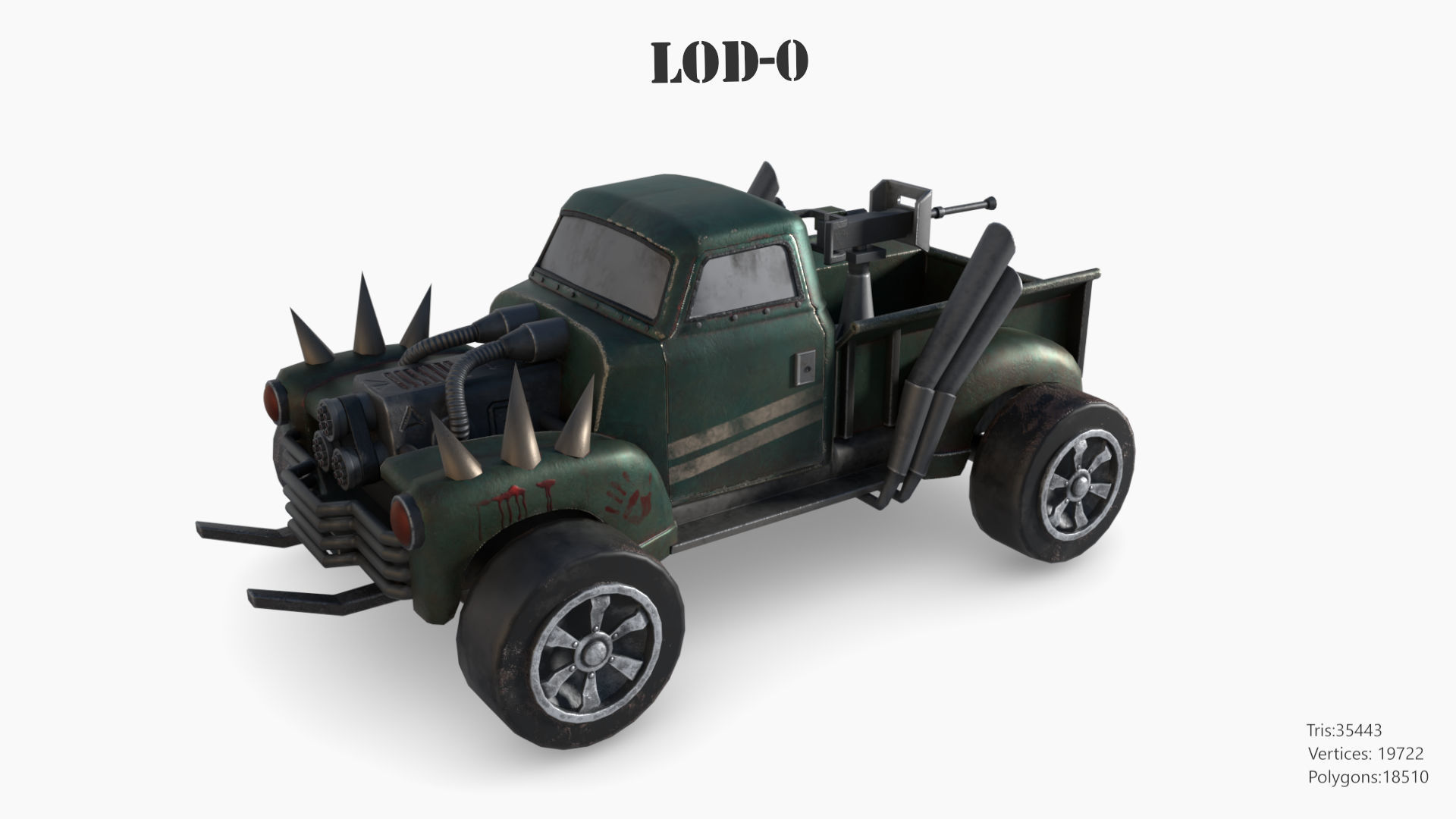 3D model Post Apocalyptic Chevrolet Picap Low-poly War Car Game Asset ...