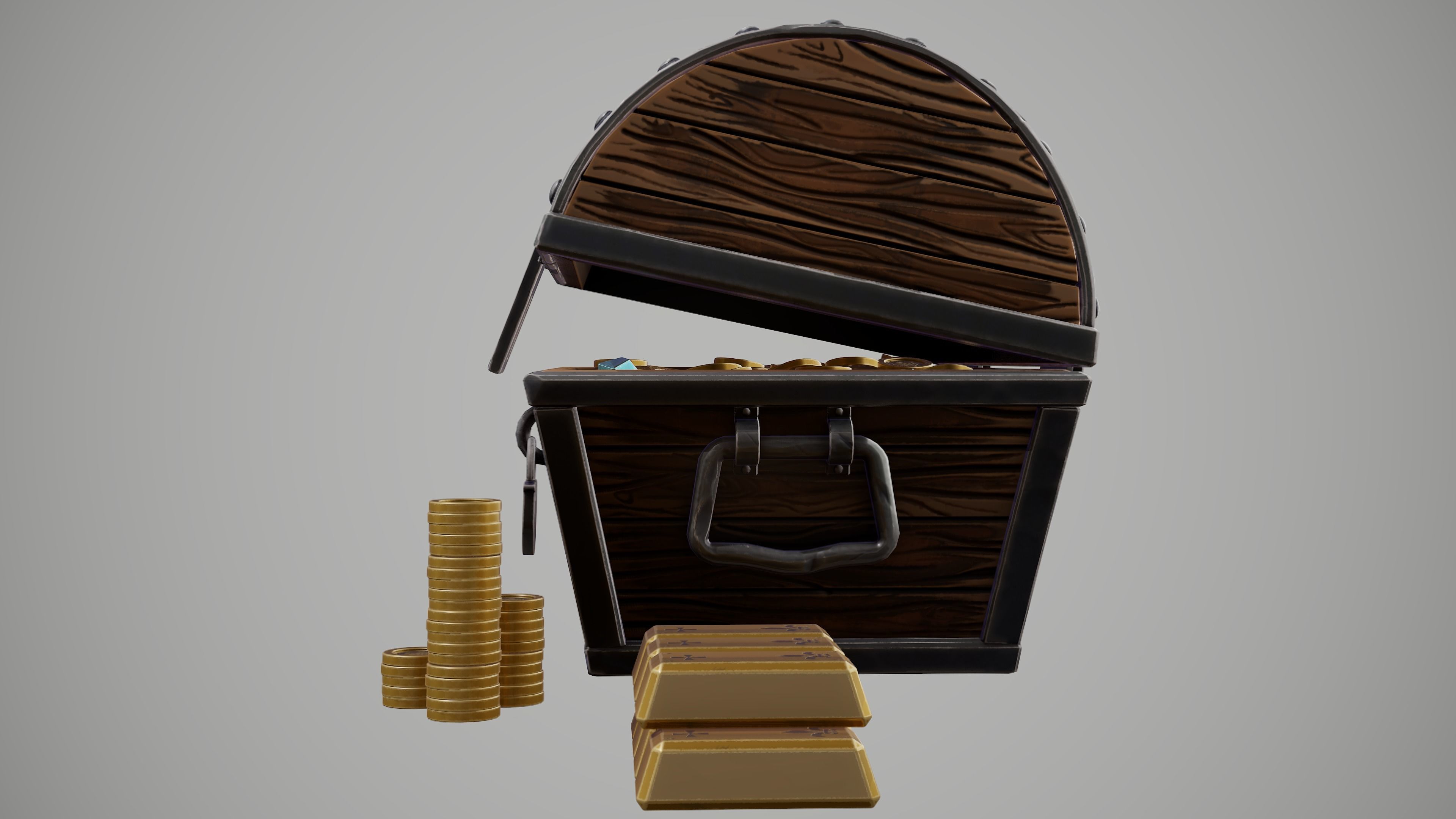 3D model Stylized Gold Chest VR / AR / low-poly | CGTrader