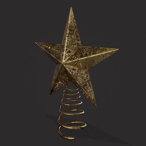 3D model Christmas Tree Gold Star Tree Topper VR / AR / low-poly | CGTrader