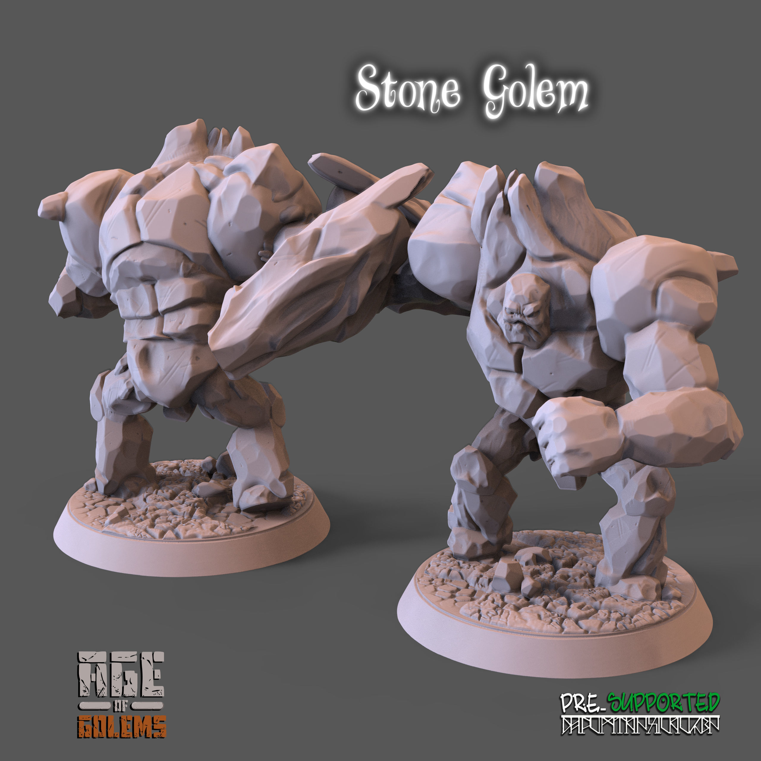 Stone Golem Pose 2 - Age of Golems 3D model 3D printable | CGTrader