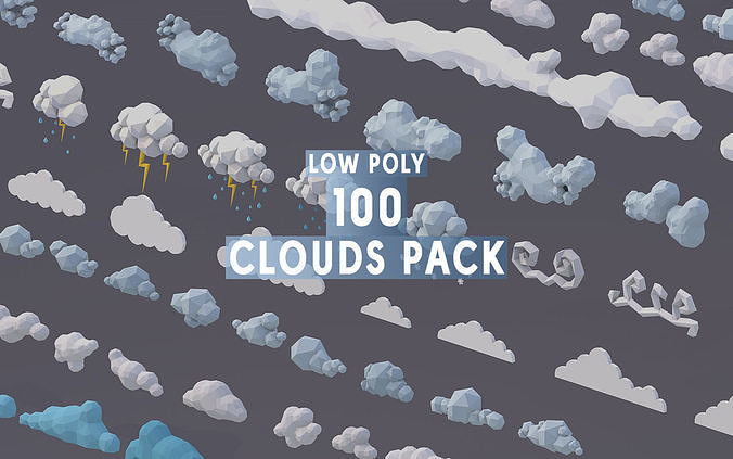 3D model 3D Low Poly 100 Clouds VR / AR / low-poly | CGTrader