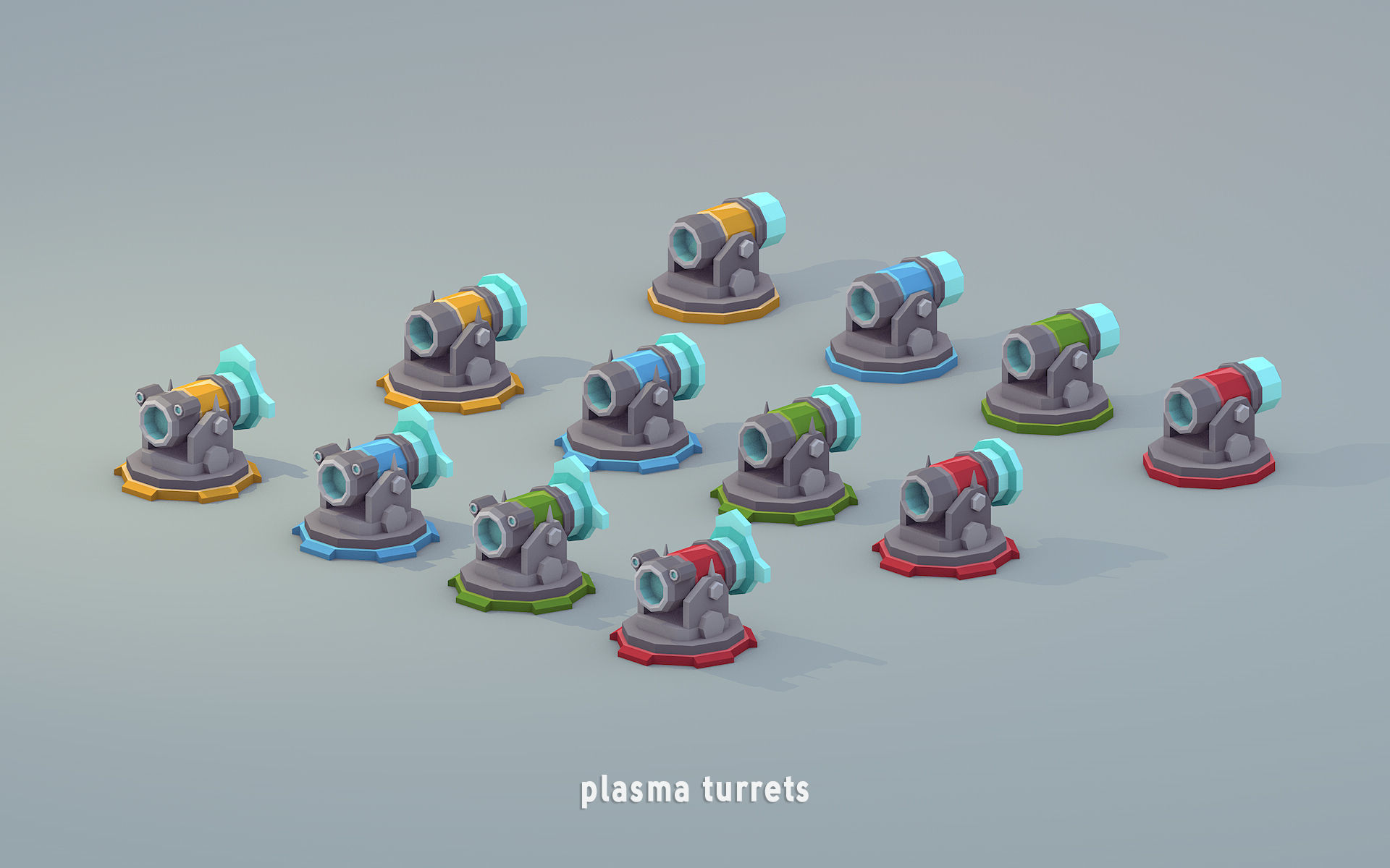 3D model Low Poly Military Turrets Pack VR / AR / low-poly | CGTrader