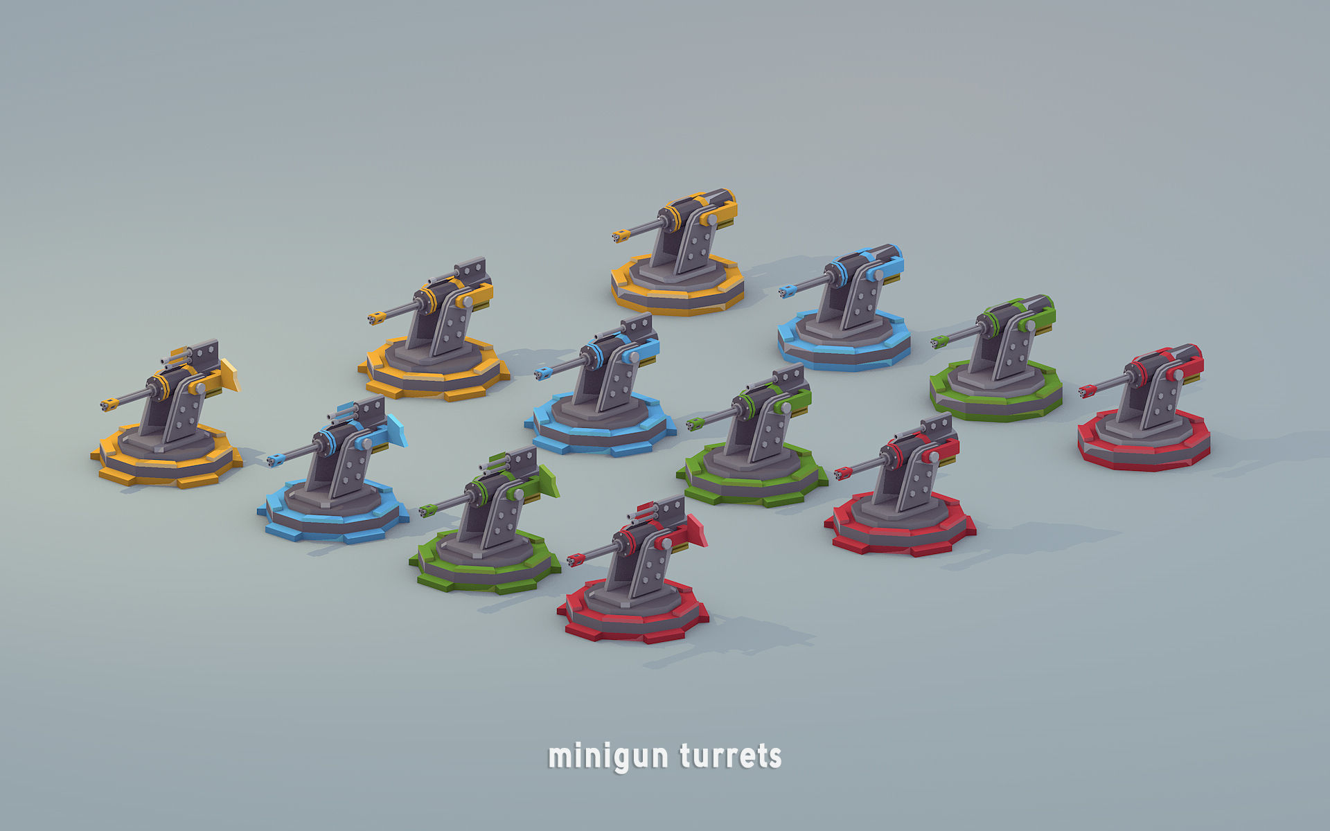 3D model Low Poly Military Turrets Pack VR / AR / low-poly | CGTrader