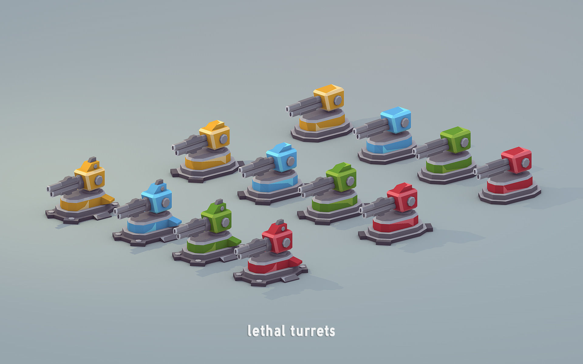 3D model Low Poly Military Turrets Pack VR / AR / low-poly | CGTrader