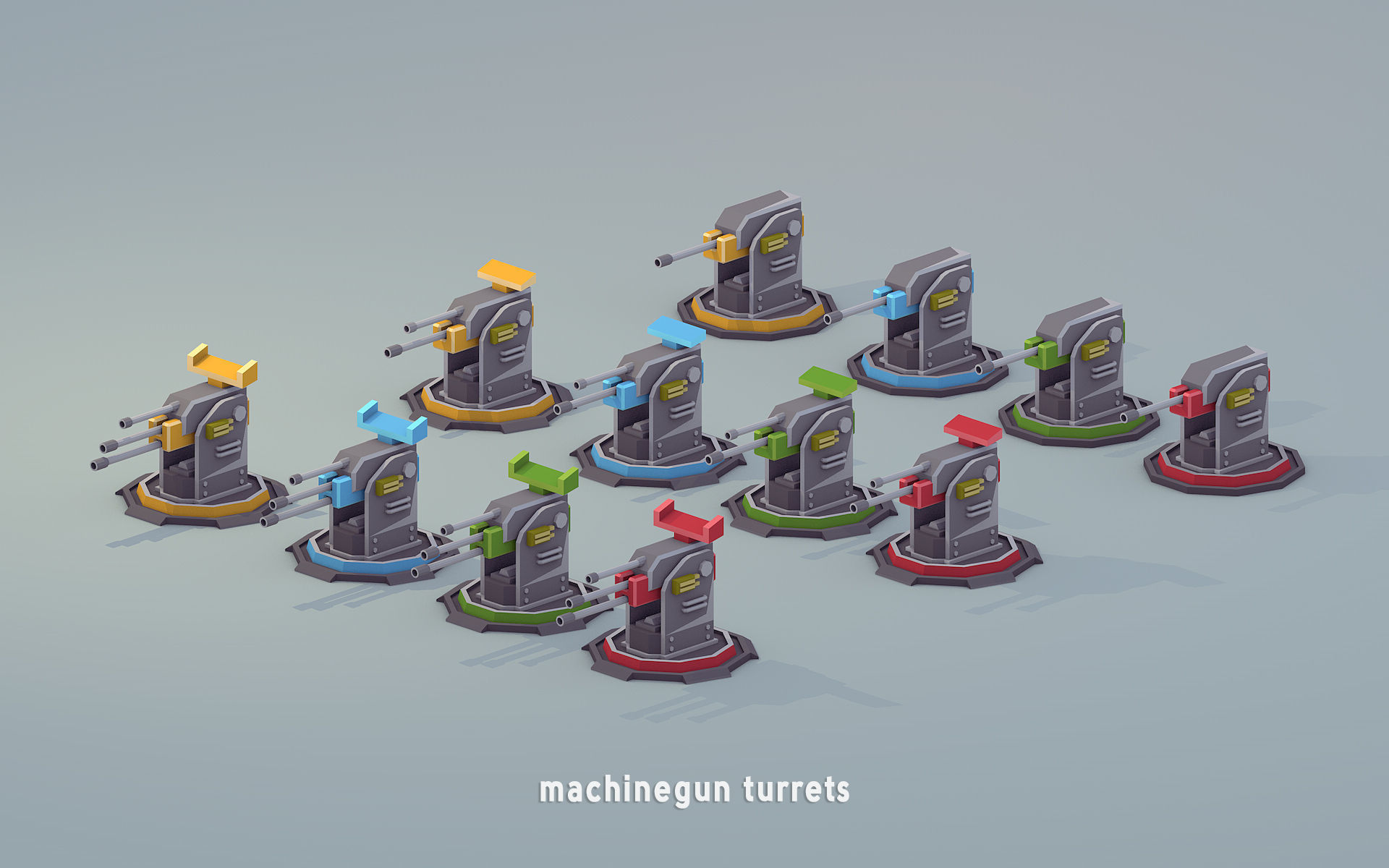 3D model Low Poly Military Turrets Pack VR / AR / low-poly | CGTrader