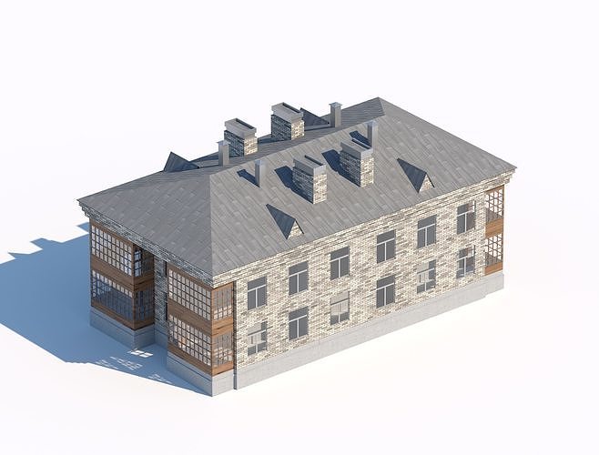 3D model two-storey residential city building VR / AR / low-poly | CGTrader