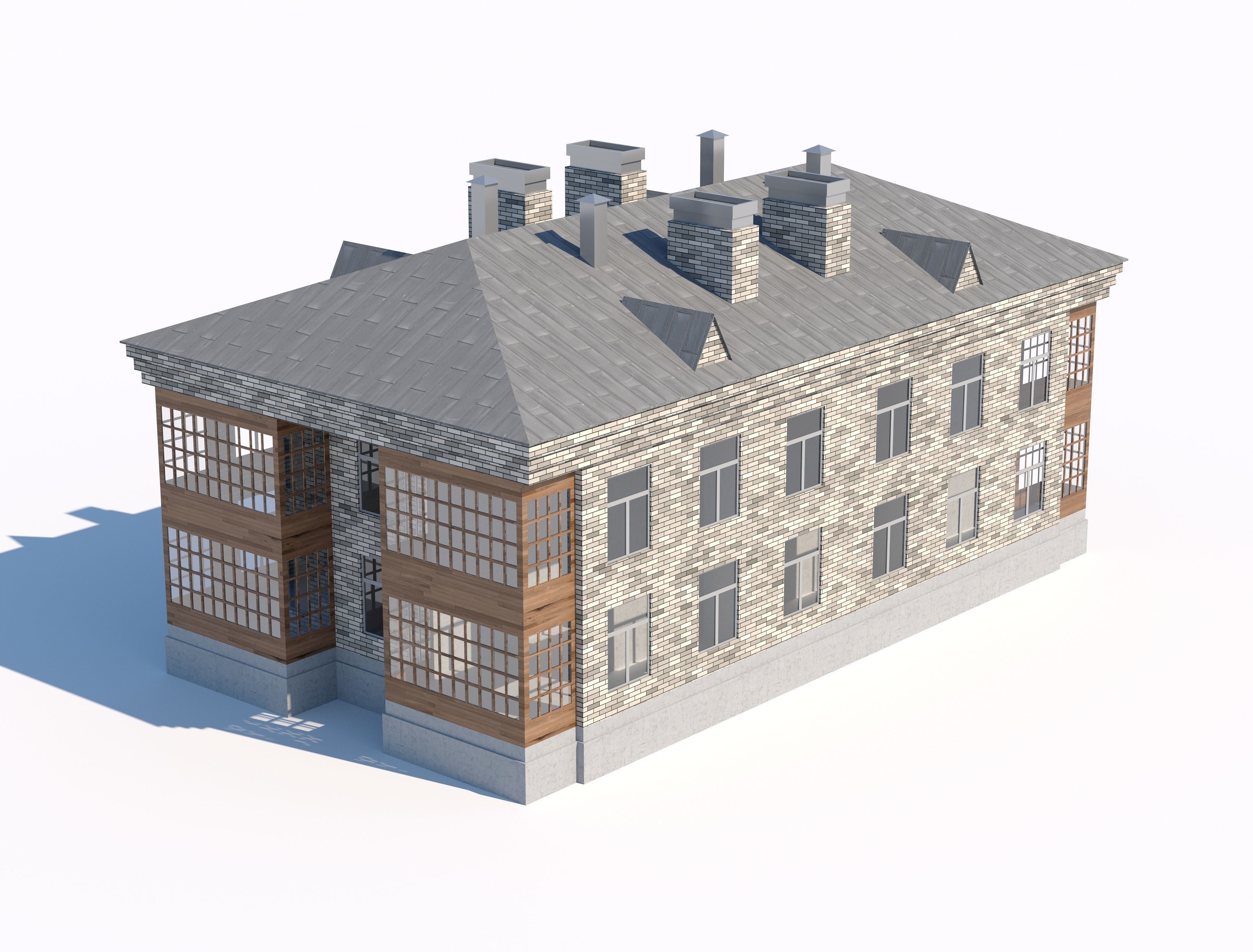 3D model two-storey residential city building VR / AR / low-poly | CGTrader