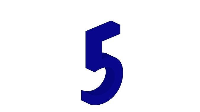 Uwanile Number 5 Dimensions 1 cm Tall per 5 mm deep free 3D model 3D ...