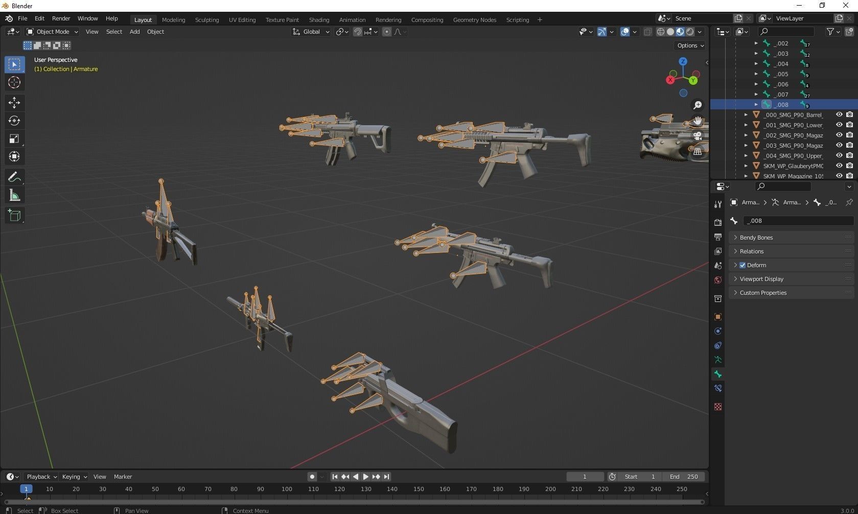 guns rigged Smg Pack 3D model rigged | CGTrader