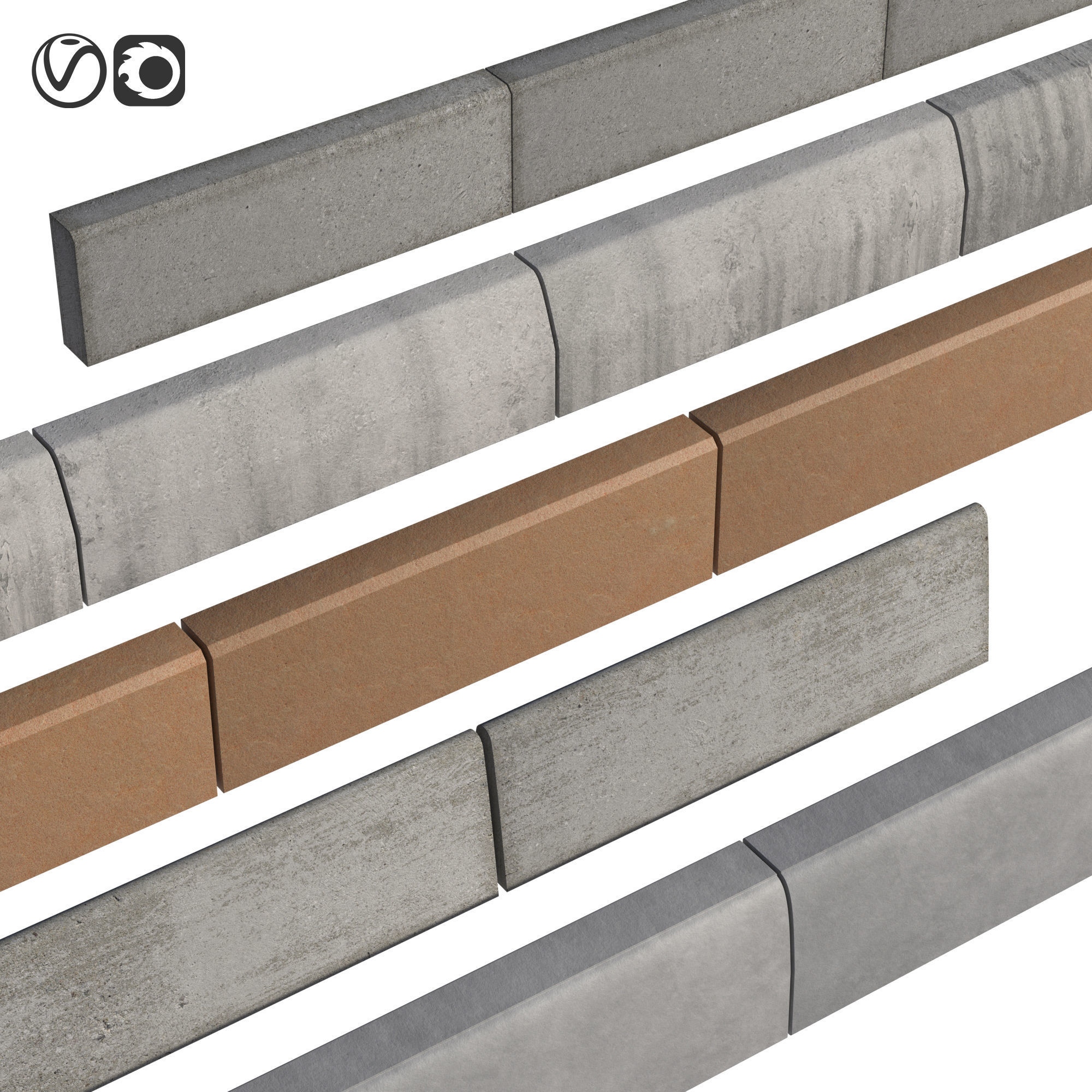 Curb profile set 3D model | CGTrader