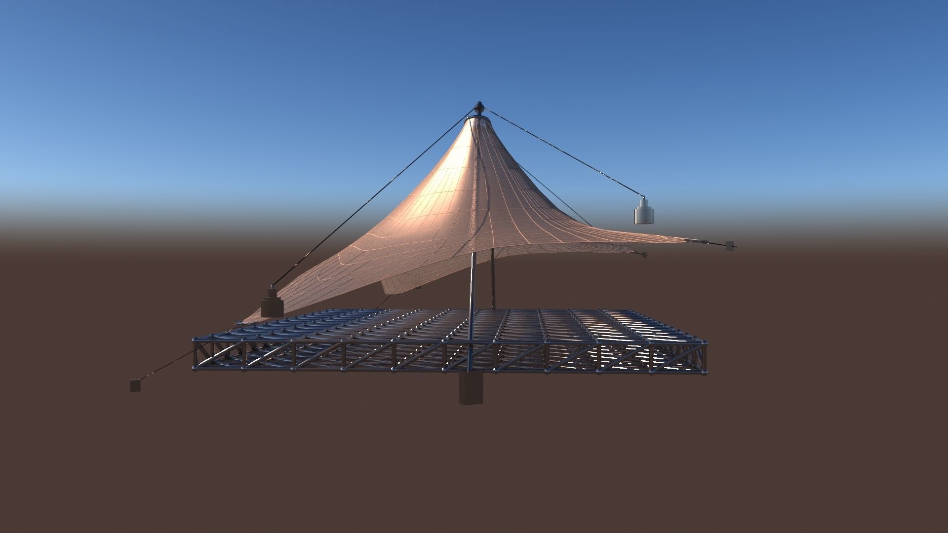 Tensile fabric canopy shading structure 3dmodel 3D model | CGTrader