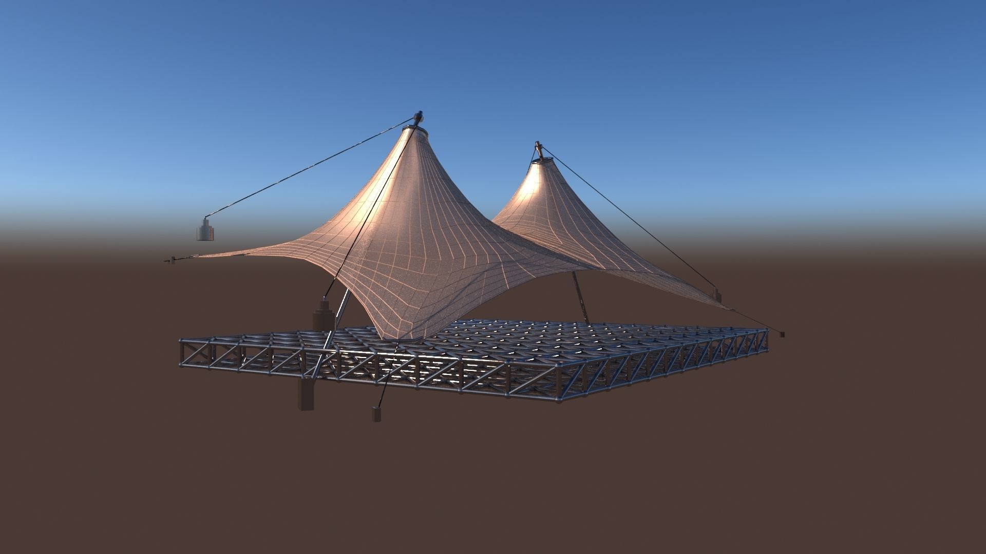 Tensile fabric canopy shading structure 3dmodel 3D model | CGTrader
