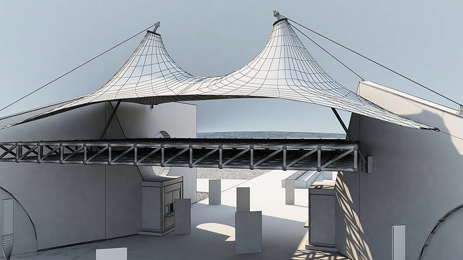 Tensile fabric canopy shading structure 3dmodel 3D model | CGTrader
