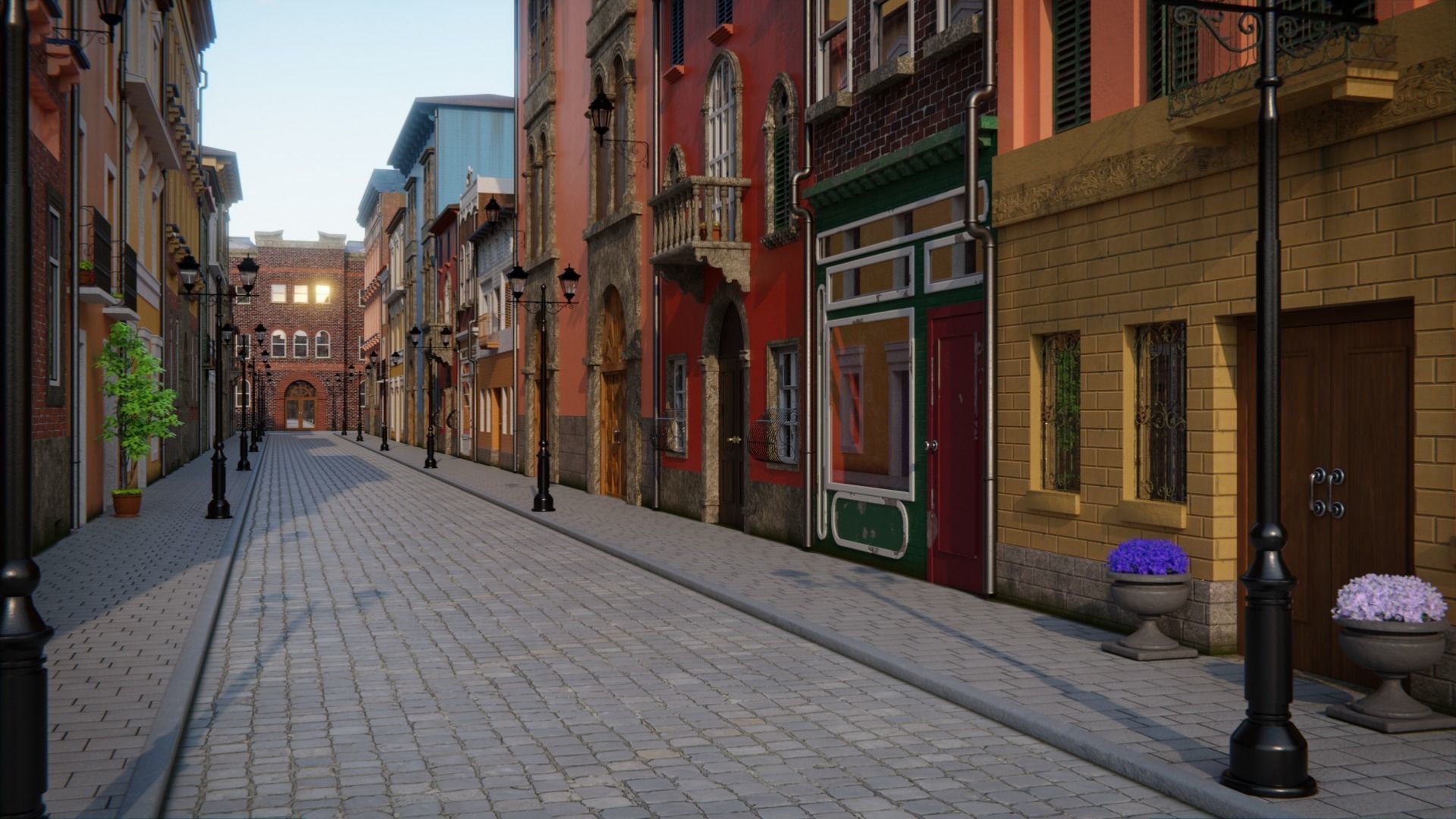 European Street 3d Scene 3D model | CGTrader